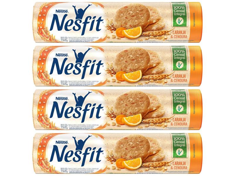 Kit Biscoito Seco e Doce Laranja e Cenoura - Integral Nesfit 160g 4 ...