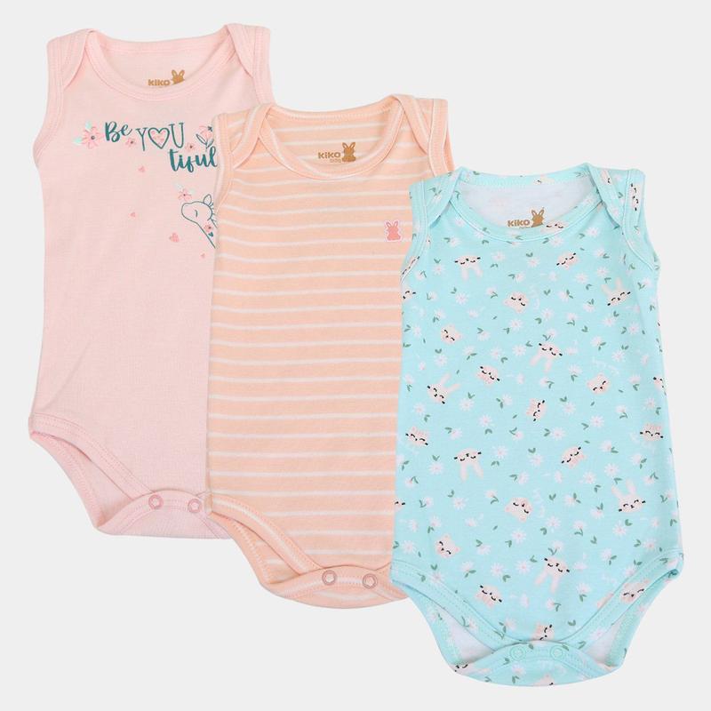 Kit Body Bebê Kiko Baby Regata Suedine Menina - Body para Bebês ...