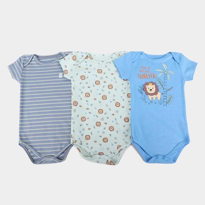 Kit Body Bebê Kiko Baby Suedine Estampado 3 Peças Menino - Body para ...