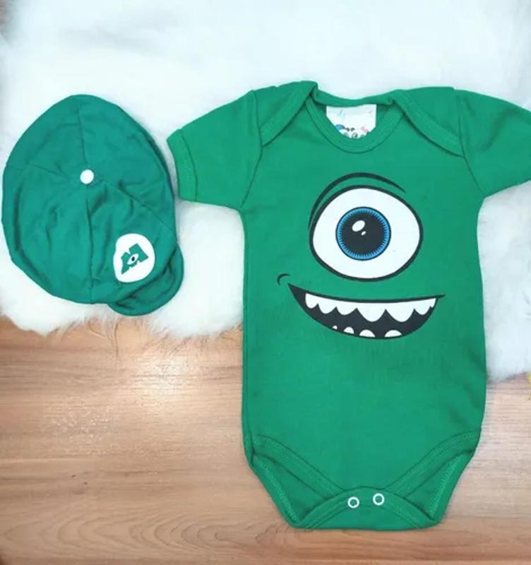 Kit Body Bebê Mesversário + Acessório Mike Wazowski Monstros ...