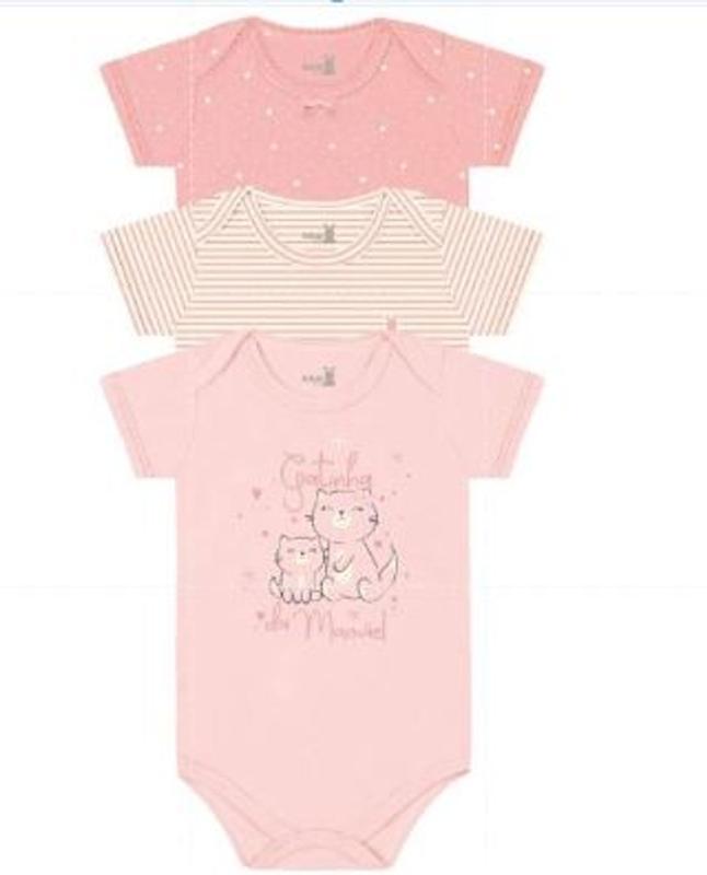 KIT Body Manga Curta Suedine Bebê Feminino KIKO E KIKA (REF: 9034 ...