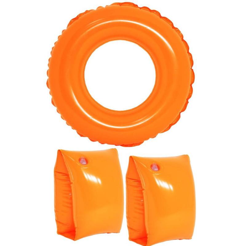 Kit Bóia Infantil Circular de Cintura e Braços para Crianças Laranja ...
