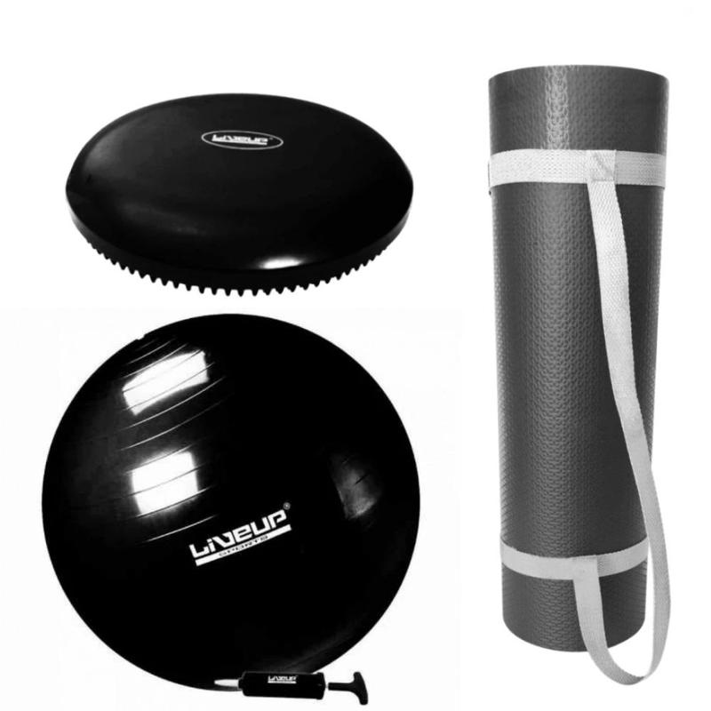 Kit Bola Pilates Premium 65cm + Colchonete Eva Preto + Disco de ...