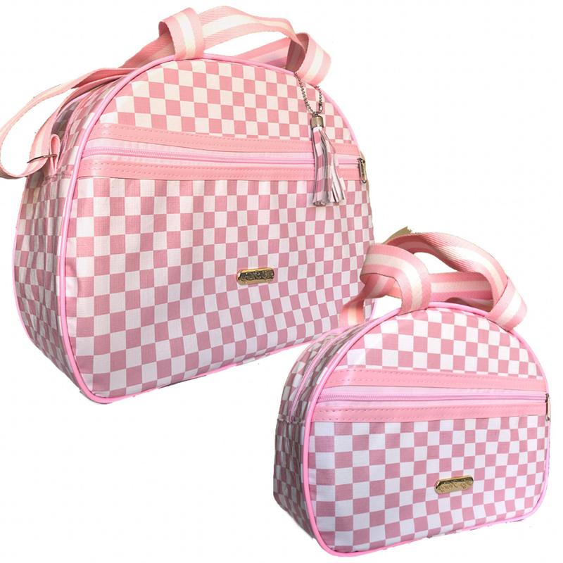 Kit bolsa mala viagem passeio dia a dia alça mão ombro tiracolo Xadrez ...