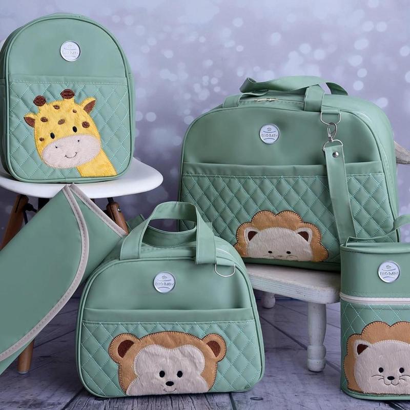 Kit Bolsas Bolsa Mala Maternidade Bebe Menina Menino Safari Baby 5 ...