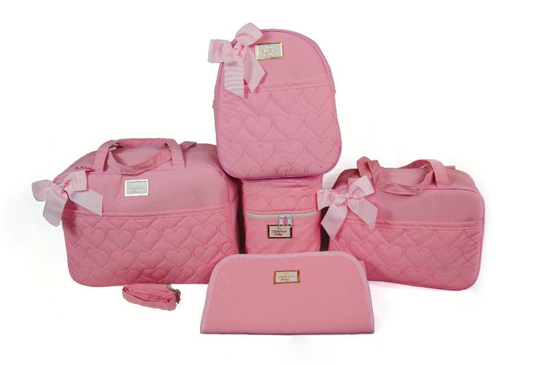 Kit Bolsas De Bebê Mala De Maternidade Menina(o) 5pçs Coração - Criança ...