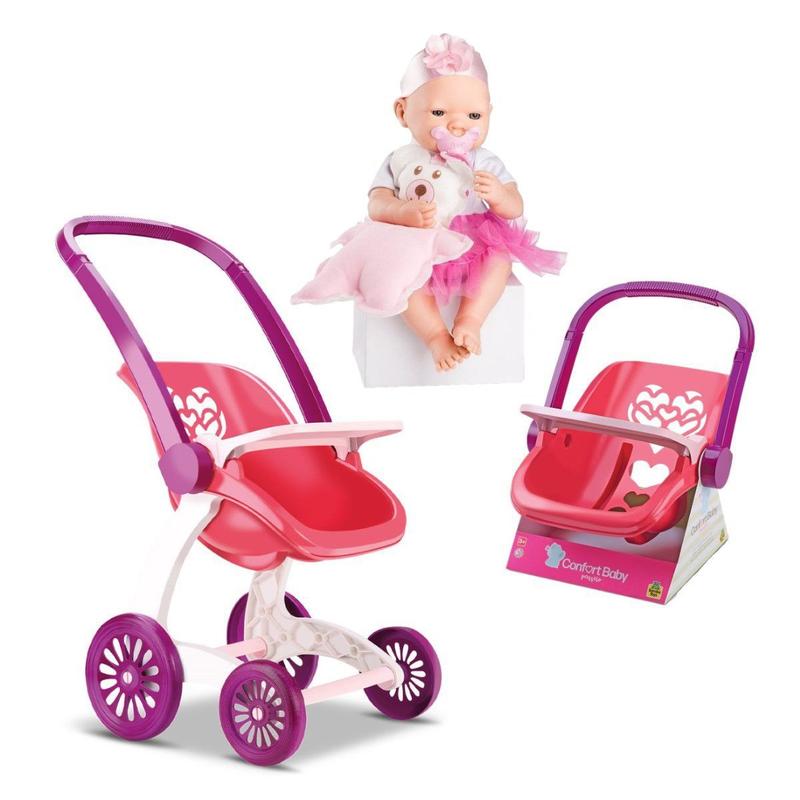 Kit Boneca Bebezinho Real c/Carrinho E Bebe Conforto Passeio - Samba ...
