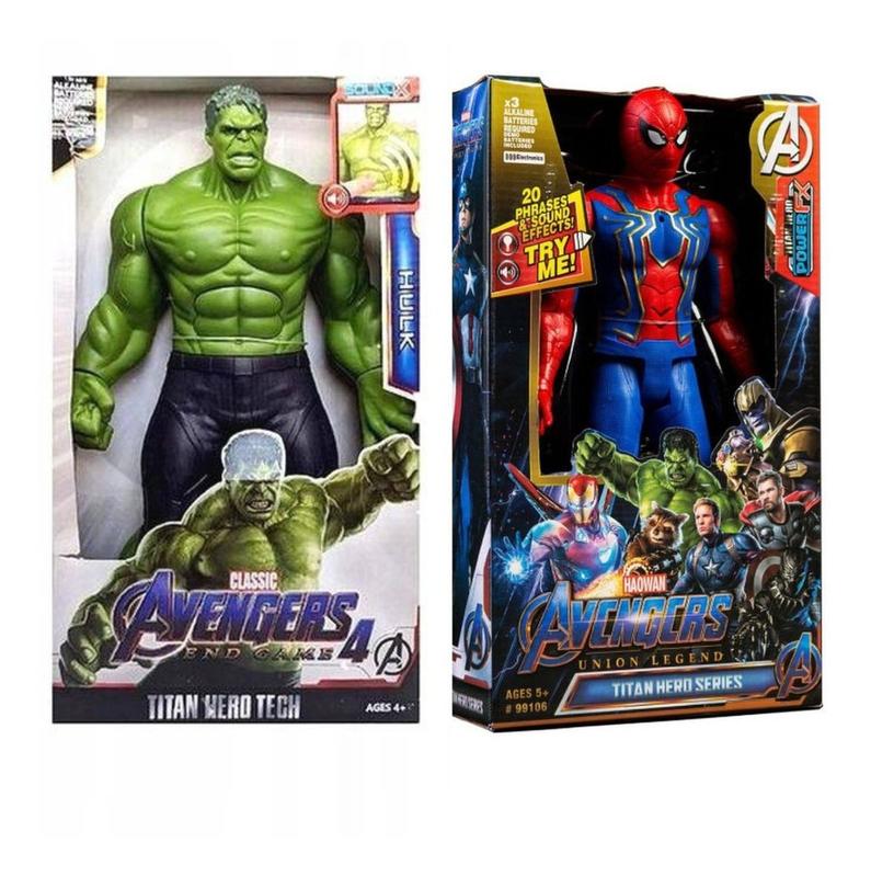Kit Boneco Hulk E Homem Aranha Articulado Musical Luz 30cm - Jiaxi ...
