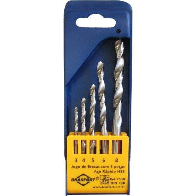 Kit Brocas de Furadeira 3 a 8MM ACO Rapido HSS Brasfort - Broca ...