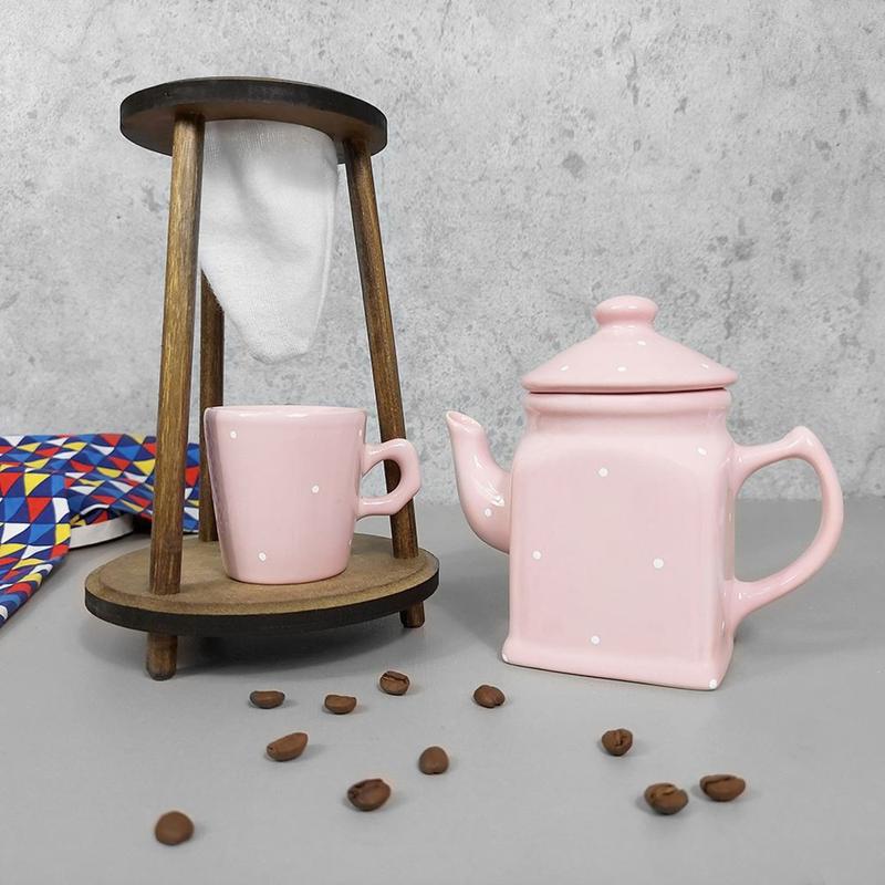 Kit Bule Café Individual Provençal Rosa Poá - Ordalha - Bules ...