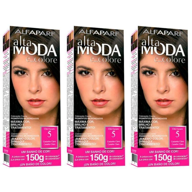 Kit C/03 Alta Moda Tinta 5 Castanho Claro 150g - Tinta de Cabelo ...