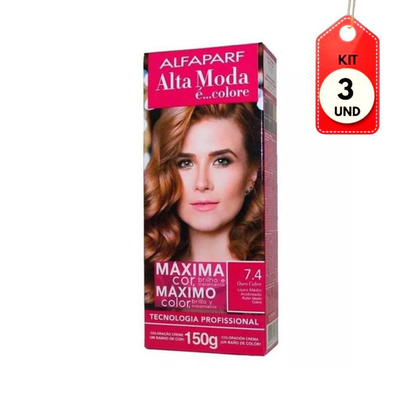 Kit C/03 Alta Moda Tinta 7.4 Louro Médio Acobreado 150g - Tinta de ...
