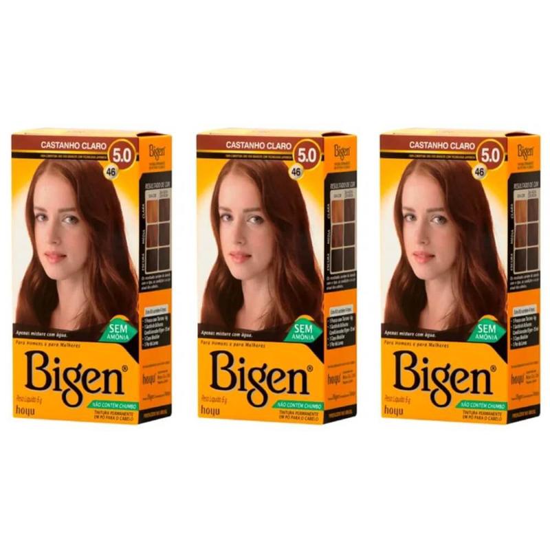 Kit C/03 Bigen Tinta 4.6 Castanho Claro - Tinta de Cabelo - Magazine Luiza