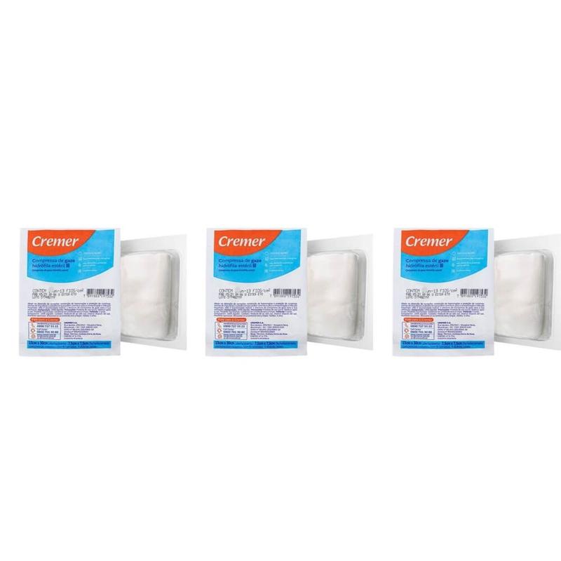 Kit C/03 Cremer Compressa Gaze Estéril 13 Fios C/5 - Gaze - Magazine Luiza