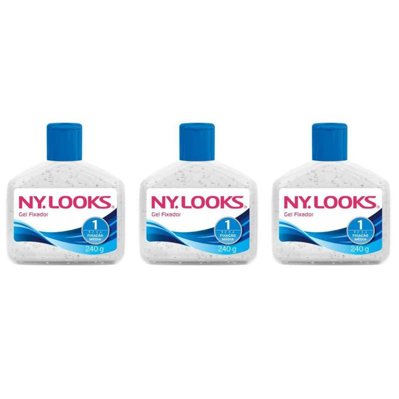 Kit C/03 Nylooks Gel Fixador Garrafa Incolor 240g - Modelador e Fixador ...
