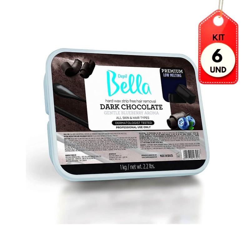 Kit C/06 Depil Bella Dark Chocolate Cera Quente 1kg - Cera Depilatória ...
