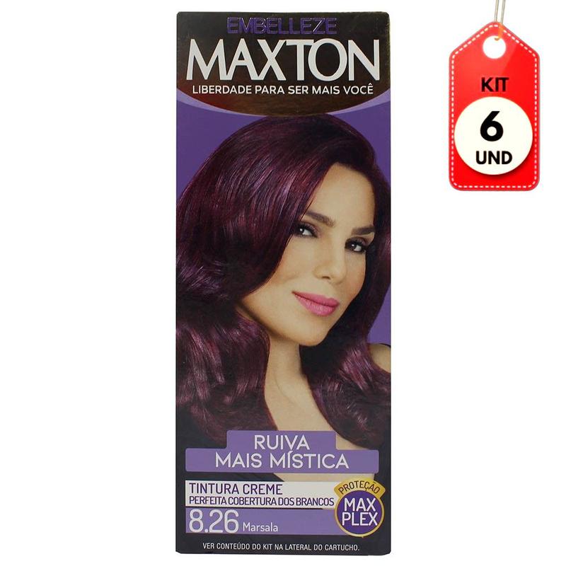 Kit C/06 Maxton Tinta 8.26 Vermelho Marsala - Tinta de Cabelo ...