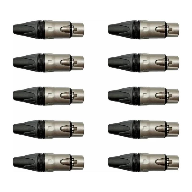 Kit C/ 10 Plugs Xlr Linha Femea Wireconex - Conector / Plug XLR ...