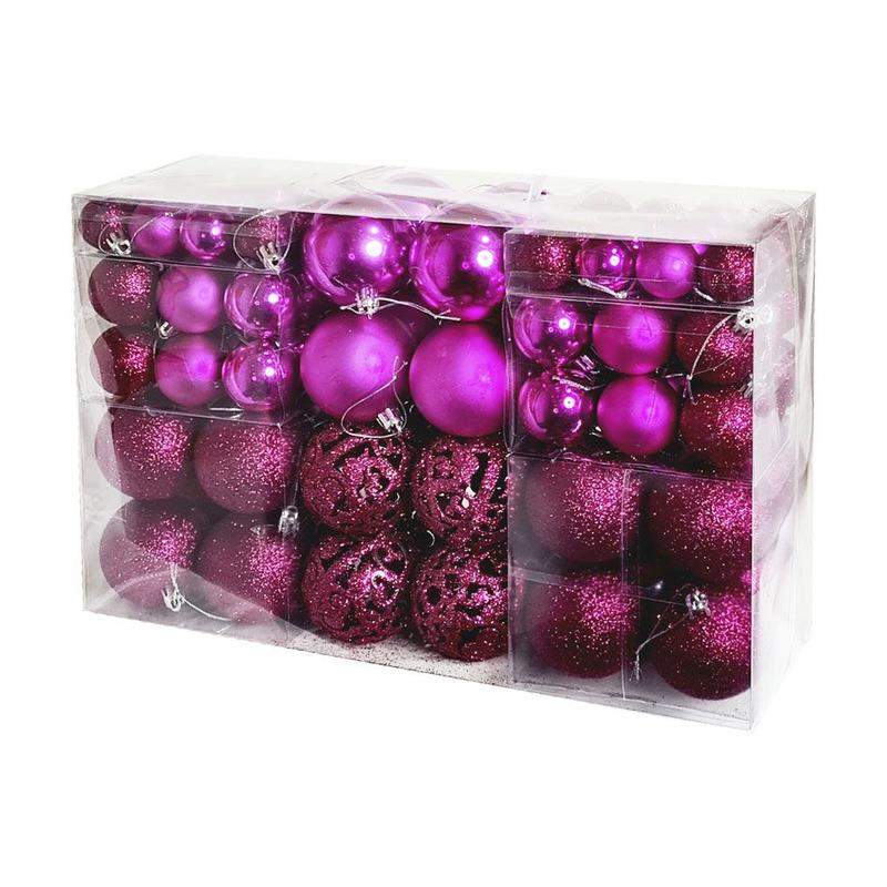 Kit C/100 Bolas de Natal Lisas/Foscas/Glitter - Fact - Bola de Natal ...