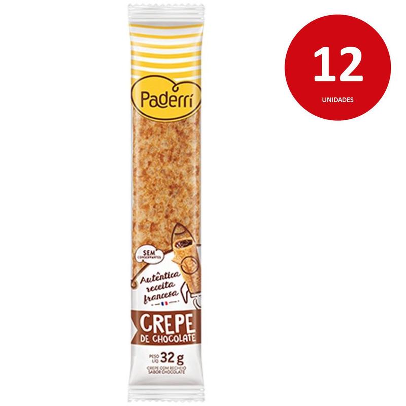 Kit c/12 CREPE CHOCOLATE PADERRI 32G - Paderrí - Biscoito / Bolacha ...