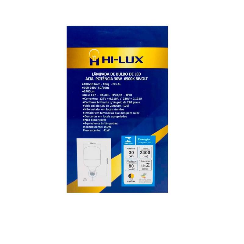 Kit c/12 lampada bulbo de led alta potencia 30w 6500k e27 branco frio ...