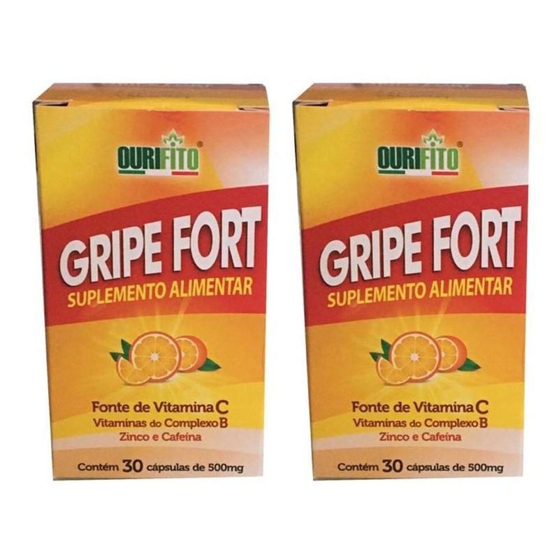 Kit c/2 GRIPE FORT 500mg COMPLEXO B, VIT C, ZINCO C/30 CAPS - EUROFITO ...