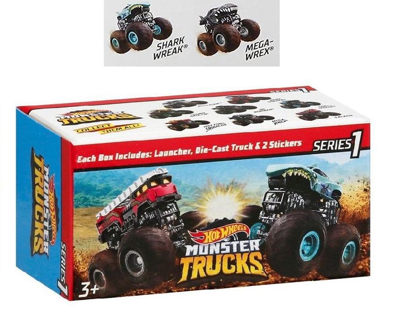 Kit c/ 2 Mini Monster Trucks Shark Wreak e Mega Wrex - Série 1 - 1/100 ...