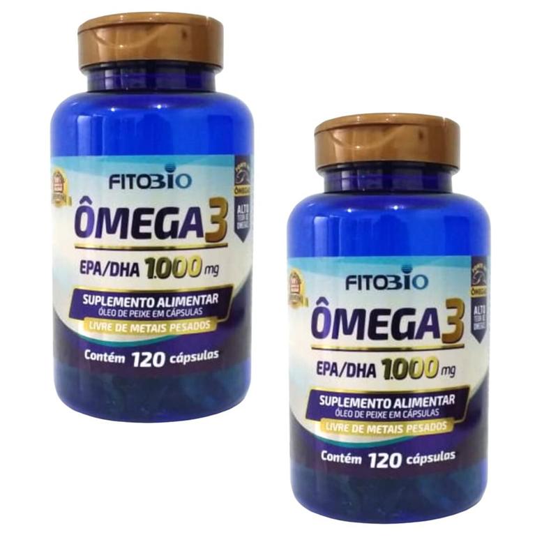 Kit C/2 Suplemento Ômega 3 Fitobio 1000mg Sem Sabor - 120 Cápsulas ...