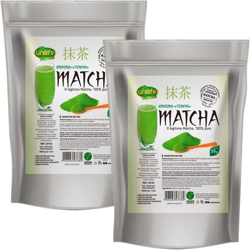 KIT C/2 Un Matcha Premium Legitimo 30g 100% Puro - Chá Natural Em Pó ...