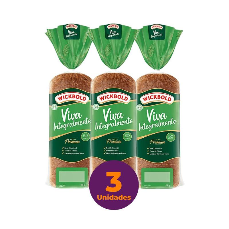 Kit c/ 3 Pão de Forma Vegano Integral Wickbold 450g/unid - Pão ...