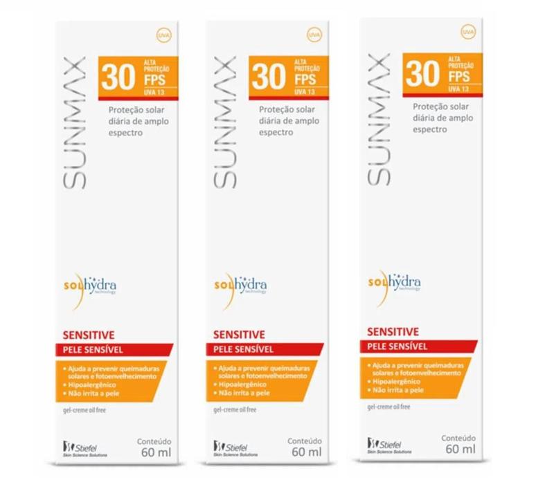 Kit c/ 3 Protetor Solar Sunmax Sensitive Fps 30 60ml - Megalabs ...