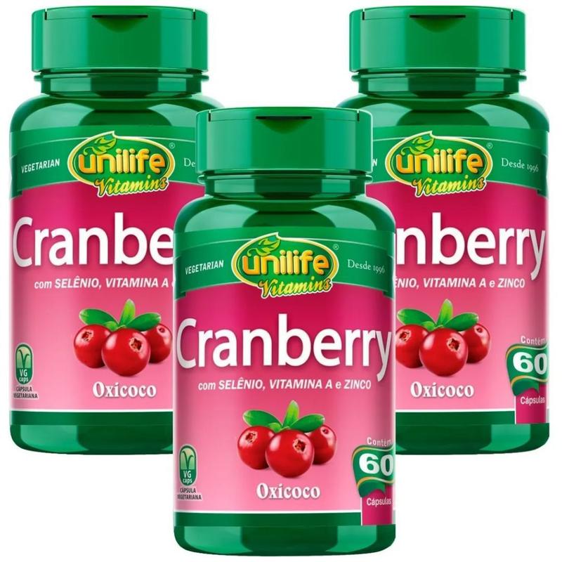 Kit C/ 3 Un. Cranberry 500mg 180 Vegan Caps Antioxidante - Unilife ...