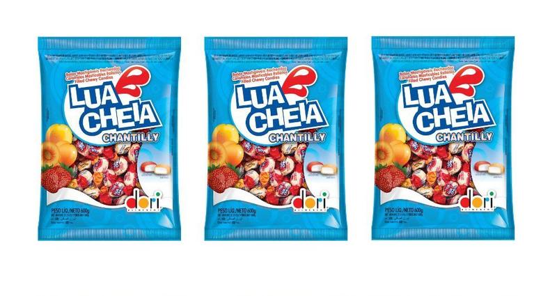 Kit c/ 3un Bala Lua Cheia Chantilly 600g - Dori - Balas - Magazine Luiza