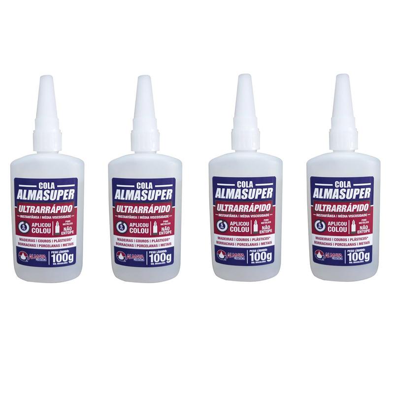 Kit C/ 4 Colas Instantânea Secagem Ultra Rápido 100g - ALMATA - Cola ...