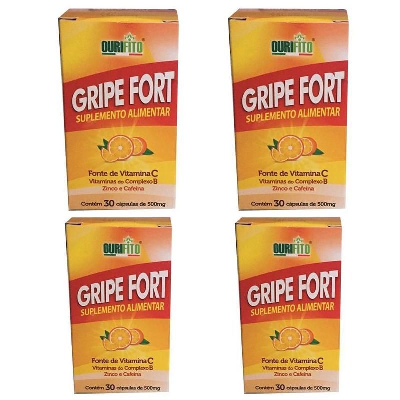 Kit c/4 GRIPE FORT 500mg COMPLEXO B, VIT C, ZINCO C/30 CAPS - EUROFITO ...