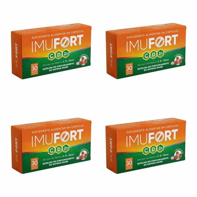 Kit c/4 IMUFORT C-D-Z 500mg C/30 CAPS - EUROFITO - Multivitamínico ...