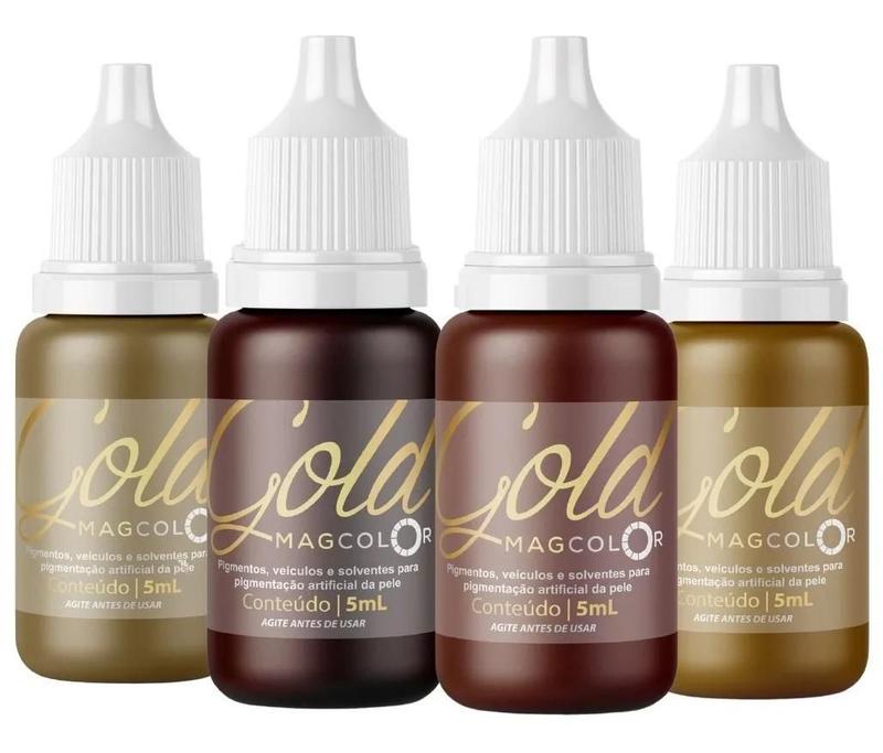 Kit c/4 Pigmentos Mag Color Gold 5ml - Castanho Claro, Médio, Escuro e ...