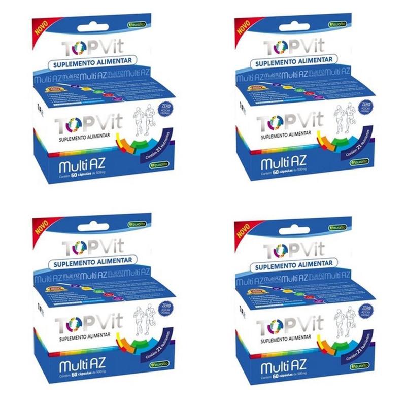 Kit c/4 TOP VIT MULTI AZ 500mg POLIVITAMÍNICO C/60 CAPS - EUROFITO ...
