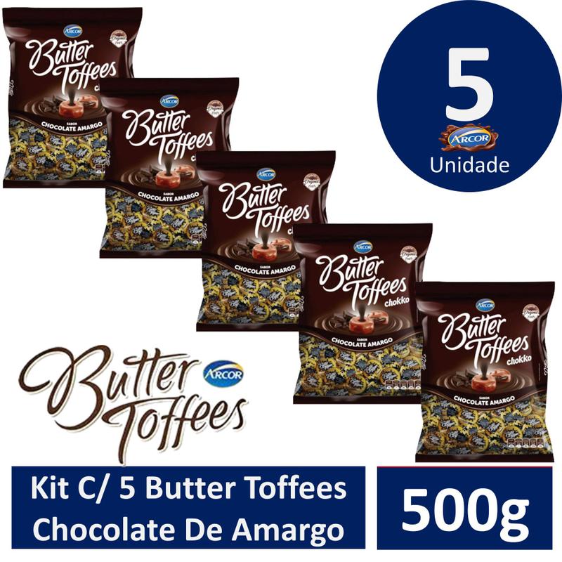 Kit C/ 5 Butter Toffees Chocolate Amargo 500g - ARCOR - Balas ...