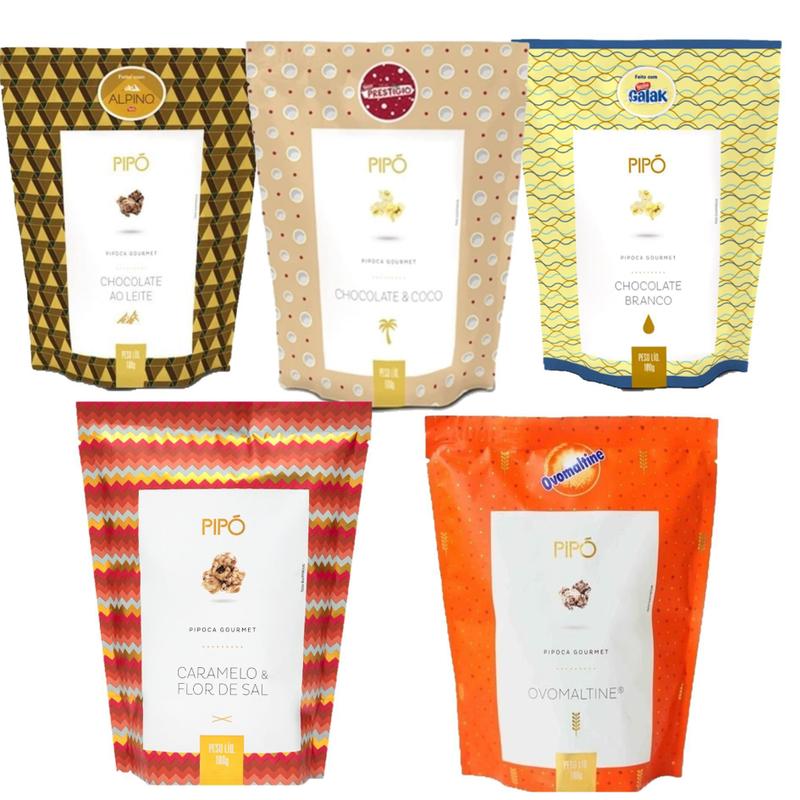 Kit C/5 Pacotes de Pipoca Gourmet Pipó 100g - 5 sabores - PipóGourmet ...