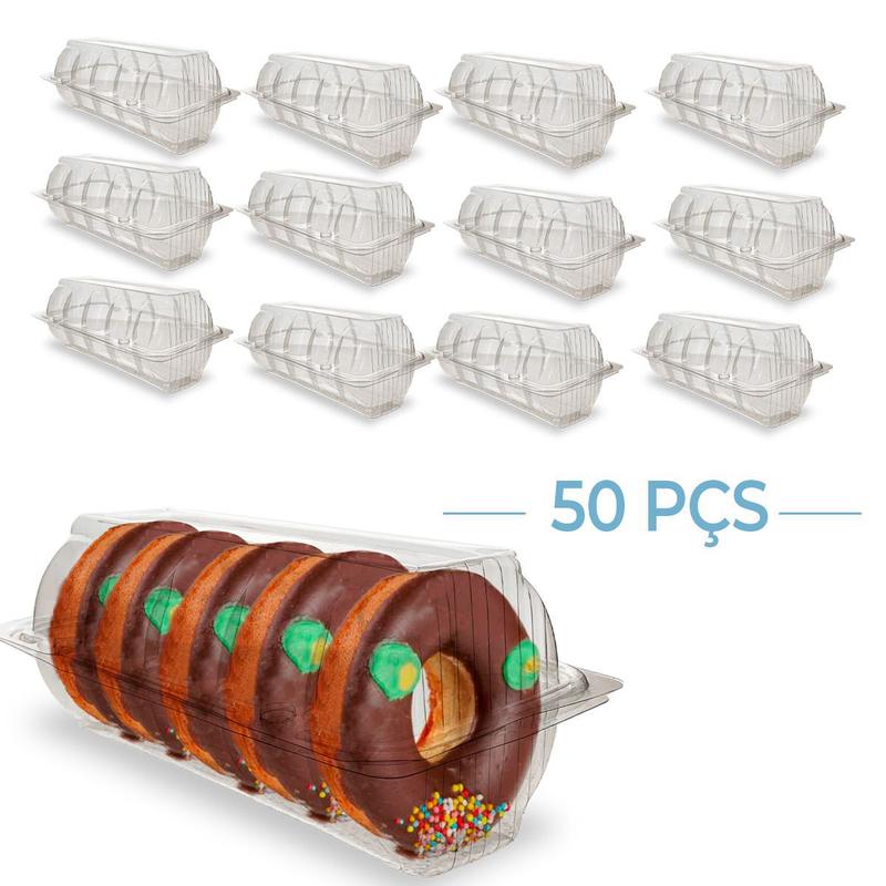 Kit C/50 Embalagem Descartável Delivery Para Donuts 10x25cm - PCK ...