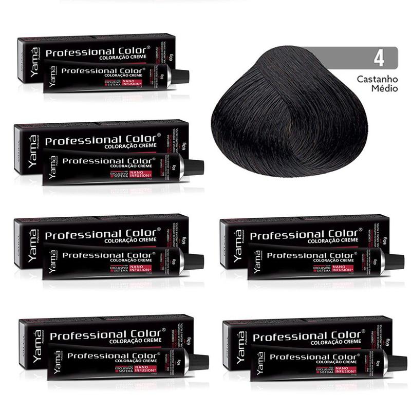 Kit C/6 Colorações Prof Color Nano 4.0 Castanho Médio - Yamá - Tinta de ...
