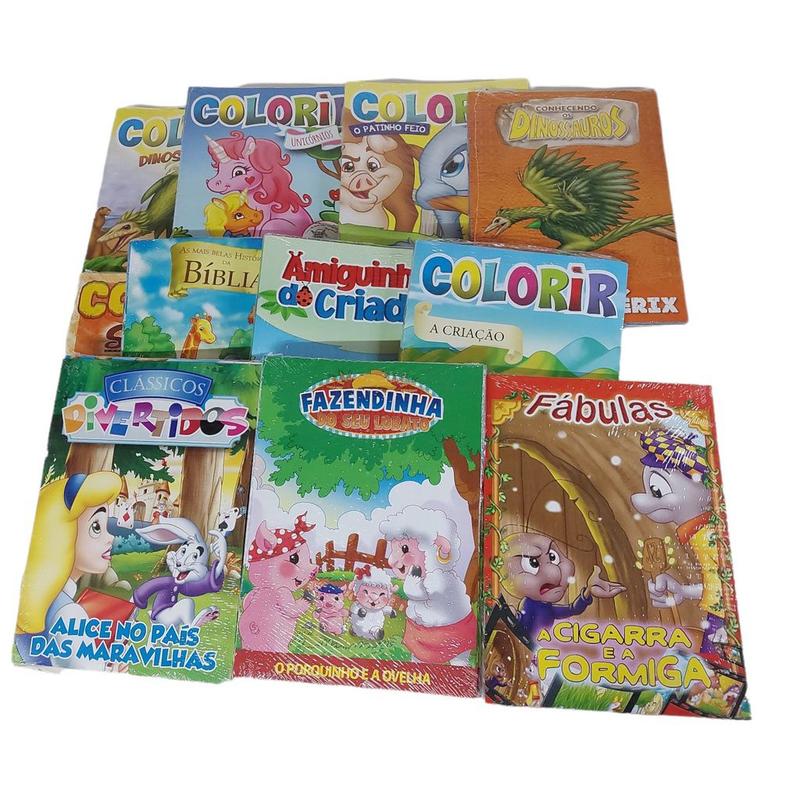 Kit C/ 88 Livrinhos Infantis - 48 Histórias e 40 Colorir - bicho ...