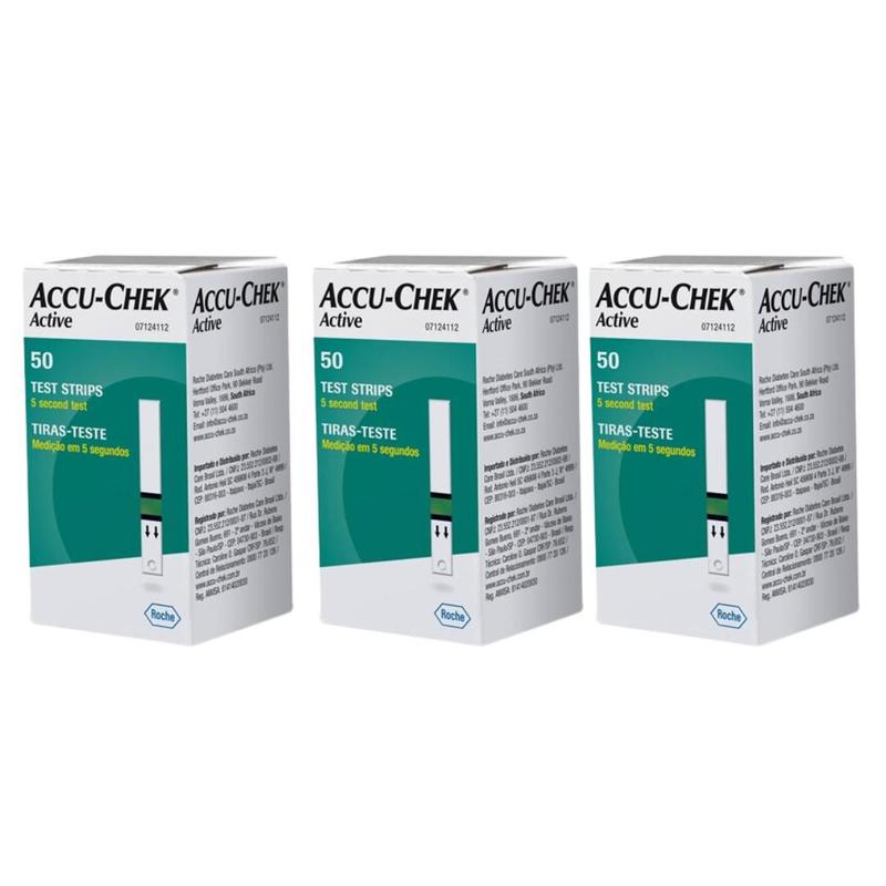 Kit C3 Accu Chek Active Glicemia C50 tiras Roche - Tiras para Medir Glicose - Magazine Luiza