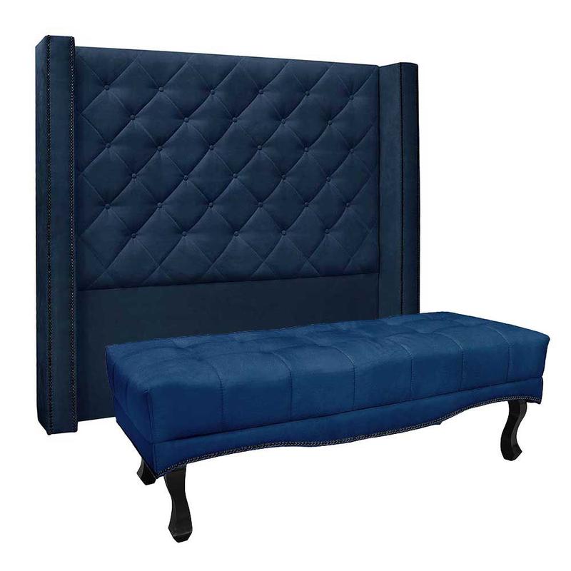 Kit Cabeceira Quarto + Recamier Sofá Divã Chaise 2 Lugares 0,9 M Europe ...