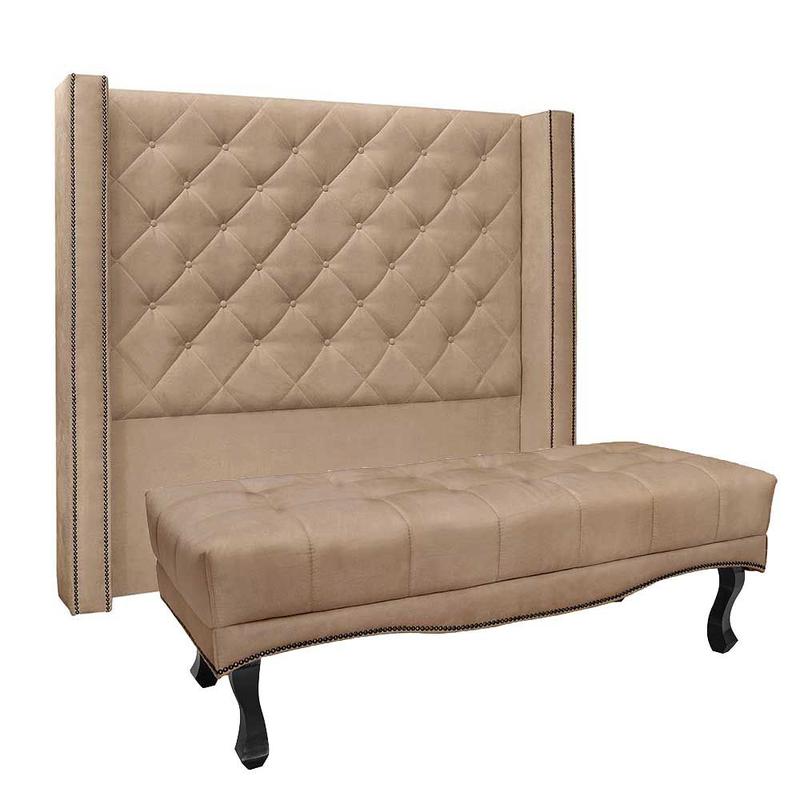 Kit Cabeceira Quarto + Recamier Sofá Divã Chaise 2 Lugares 0,9 M Europe ...