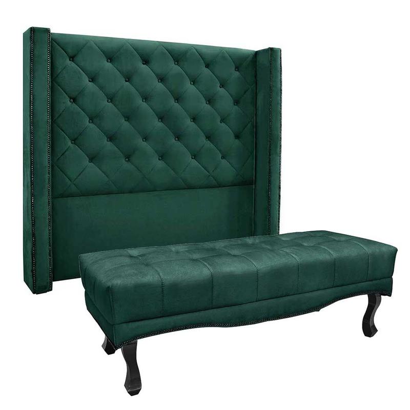 Kit Cabeceira Quarto + Recamier Sofá Divã Chaise 2 Lugares 0,9 M Europe ...