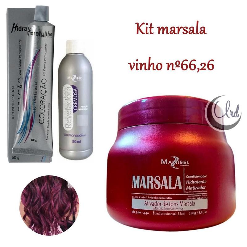 Kit Cabelo Marsala Vinho Matizador 250g Tinta 60g Ox 90ml - Mairibel ...