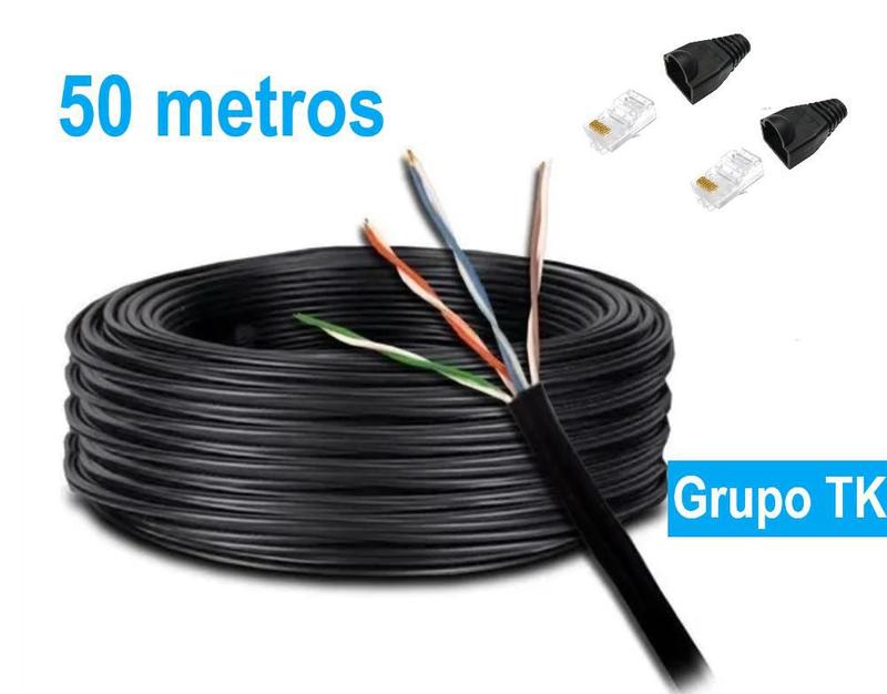 Kit Cabo de Rede -- rolo c/50 metros / CFTV + 2 conectores rj45 + 2 ...