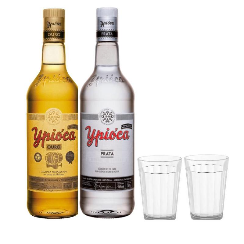 Kit Cachaça Aguardente Ypióca Ouro + Prata Garrafa 965ml - Cachaça ...